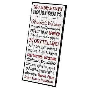 P. Graham Dunn Grandparents House Rules Decorative Wall Art Sign Plaque, 12 x 6 White Mounted Print