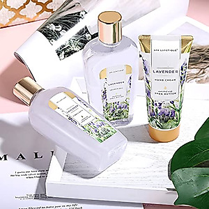 Spa Luxetique Spa Gift Basket, Gift Set for Women - 15pcs Lavender Spa Baskets, Relaxing Spa Kit Includes Bubble Bath, Bath Bombs, Massage Oil, Bath Set for Women Gifts, Birthday Gifts for Mother