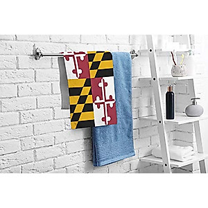 oFloral Maryland Flag Hand Towels Cotton Washcloths,American State Patriotic Flag Comfortable Super-Absorbent Soft Towels for Bathroom Beach Kitchen Spa Gym Yoga Face Towel 15X30 Inch