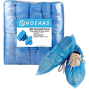 HOEAAS 200 Pack Shoe Covers for Indoors,Waterproof Shoe Covers, Disposable Non Slip Durable Recyclable Boot Cover Shoe Protectors Covers for Construction,Home,Floor Carpet Protection,One Size Fits All