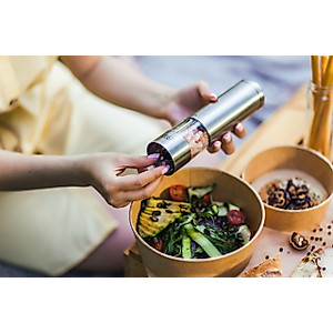KSL Electric Salt and Pepper Grinder Set - Mother's Day Gift - Adjustable Motorized Electrical Powered Auto Shakers Holiday kit - Automatic Power Mill - Automated Battery Operated Electronic Crusher