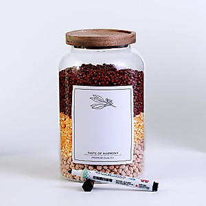 COBKSXUEP Large Glass Jar with Airtight Lid 84 FL OZ Glass Canister Set Wooden Lids Glass Food Storage Containers for Kitchen Counter Flour Tea Coffee Beans Sugar Cookies Overnight Oats (2pcs 2.5L)