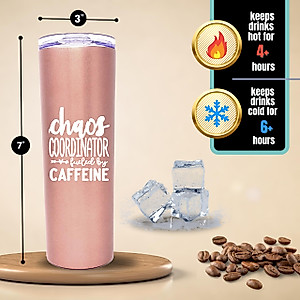 Brooke & Jess Designs Chaos Coordinator 20 oz Tumbler - Best Insulated Travel Cup for Boss Women - Great Gifts for Mom, Coworker, Bosses, Christmas, Birthday