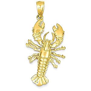 IceCarats 14K Yellow Gold Lobster Necklace Charm Pendant 36mm x 14mm Only