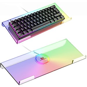 SELORSS Clear 366 Kinds RGB Acrylic Tilted Computer Keyboard Holder,PC Keyboard Stand Tray Holder for Easy Ergonomic Typing and Working at Home and Office Upgraded Version