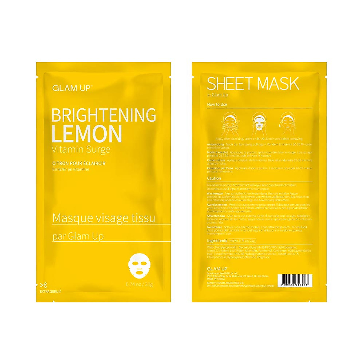 GLAM UP Sheet Mask Brightening Lemon (10 sheets)