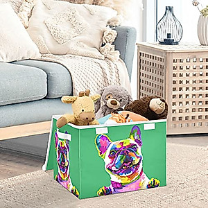 xigua Dog Storage Bins with Lids and Carrying Handle,Foldable Storage Boxes Organizer Containers Baskets Cube with Cover for Home Bedroom Closet Office Nursery