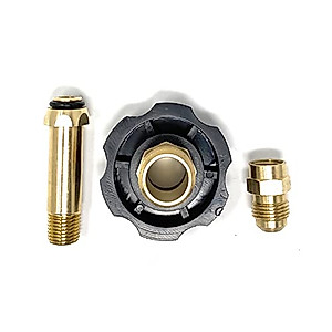 Soft Nose POL Propane Gas Tank Adapter Plug with FULL Flow x 1/4 inch Male NPT fitting includes adapter for 3/8 inch Male Flare [910-514] w/O-ring for Brass Nipple to Open Safety Valve