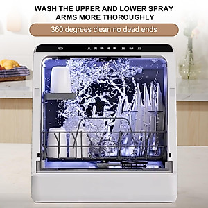 LINGXI Counter Top Dishwasher ，Countertop Dishwasher with Water Tank. Portable Dishwasher With Dryer，Baby Care，360° Spray， Dishwasher For Apartments，Rvs.