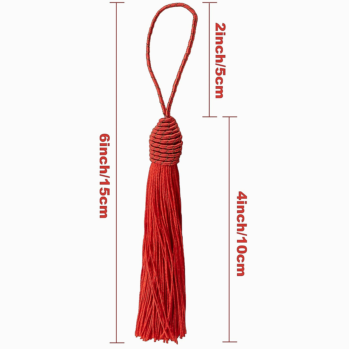 VAPKER Bookmark Tassels 20Pcs 15cm/6 Inch Red Tassels with Pineapple Head Sewing Tassels Silky Floss Mini Craft Tassels with Cord Loop for Keychain Earring Jewelry DIY Craft