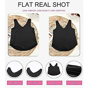 Dokotoo Black Tank Top Women 2023 V Neck Satin Long Flowy Womens Tank Tops Loose Fit Silk Dressy Camisole Black Medium