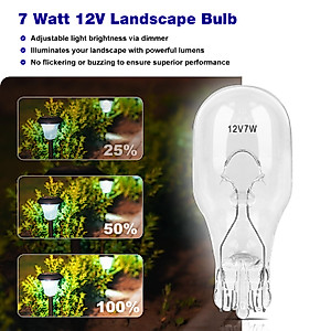 JIOTAR 20 Pcs-7 Watt 12 Volt Landscape Light Bulbs/ T5 Low Voltage Lighting Bulbs Replacement Deck Light Bulbs, Wedge Base Low Voltage Bulb, Cabinet and Automotive Light Bulbs