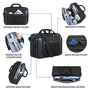 EMPSIGN 17.3 Inch Laptop Bag Briefcase, XL Gaming Computer Bag Laptop Case for Men & Women, Water Repellent, Office Carrying Case Shoulder Bag for Work Business Commute Travel School-Black