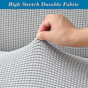 Stool Covers Rectangle,4 Pack Stretch Rectangle Bar Stool Covers Jacquard Vanity Stool Cover Washable Counter Stool Covers Saddle Seat Cover with Elastic Band for Wooden Metal Bench(Light grey)