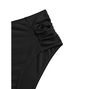 SweatyRocks Women's Bathing Suits Striped Criss Cross Bikini Set High Waisted Swimsuits Solid Black X-Small