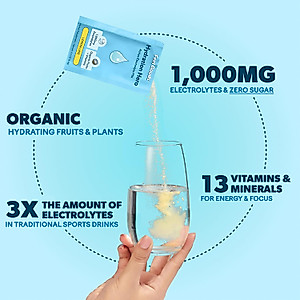 Feel Goods Hydration Hero - 1,000mg Electrolytes Powder, Sugar Free, Organic Fruits, Trace Minerals & Vitamins, Hydration Packets, Keto - Guava Fresca, 0.27 Ounce Packets (Pack of 30)