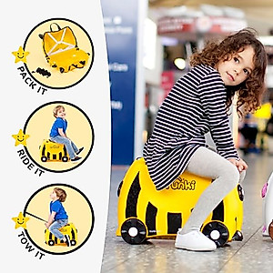 Trunki Ride-On Kids Suitcase | Tow-Along Toddler Luggage | Carry-On Cute Bag with Wheels | Kids Luggage and Airplane Travel Essentials: Bernard Bee Yellow