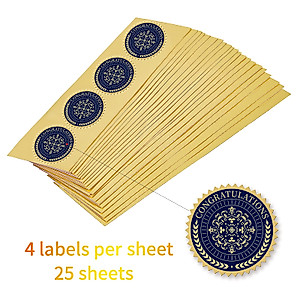 CRASPIRE 2 Inch Gold Embossed Envelope Seals Stickers Easter Cottontail Express 100pcs Adhesive Embossed Foil Seals Stickers Label for Wedding Invitations Gift Packaging