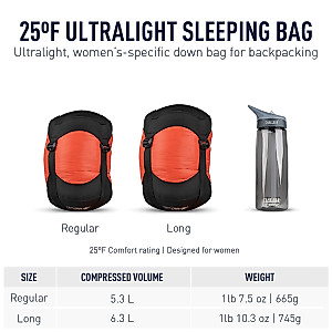Sea to Summit Flame Women’s Ultralight Down Sleeping Bag, 25-Degree, Regular