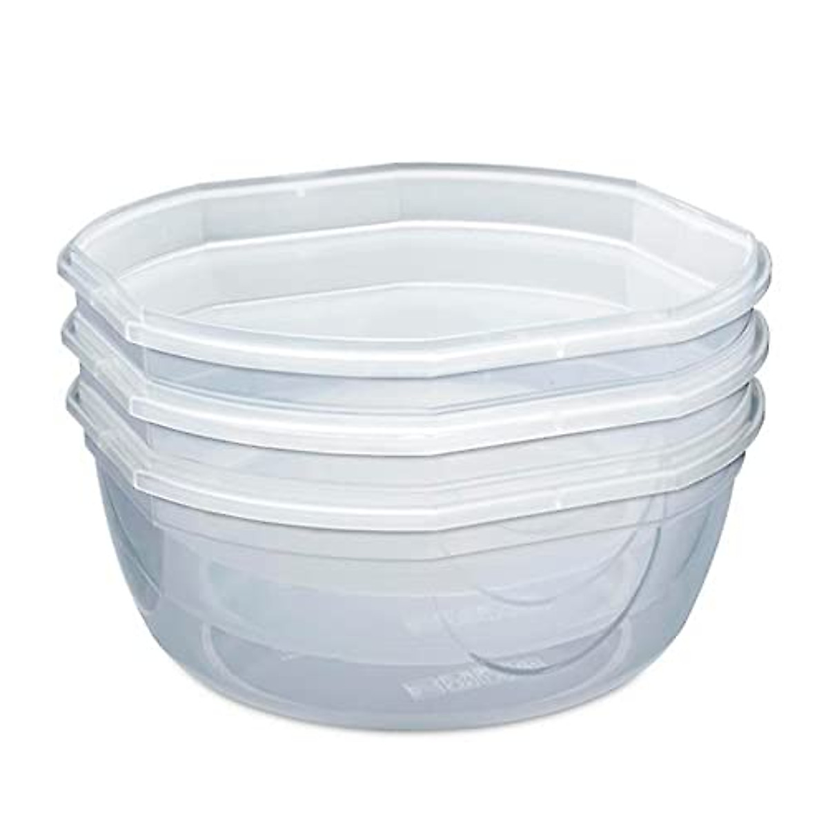 Sterilite Ultra-Seal 8.1 Qt Bowl, Large Airtight Food Storage Container, Latching Lid, Microwave and Dishwasher Safe, Clear With Red Gasket, 4-Pack
