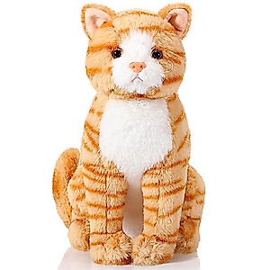 Libima 13 Inch Cat Plush Stuffed Animal Realistic Cat Plush Toy Soft Kitten Stuffed Animal for Halloween Christmas Home Decor Animal Collection Pet Party Favors Supplies (Orange,Vivid)