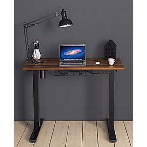 SHW Electric Height Adjustable Standing Desk, 40 x 24 Inches, Walnut