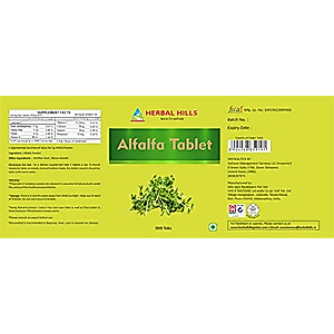HERBAL HILLS Alfalfa Tablets | 500 Count | Source of Vitamin A | Natural Green Superfoods