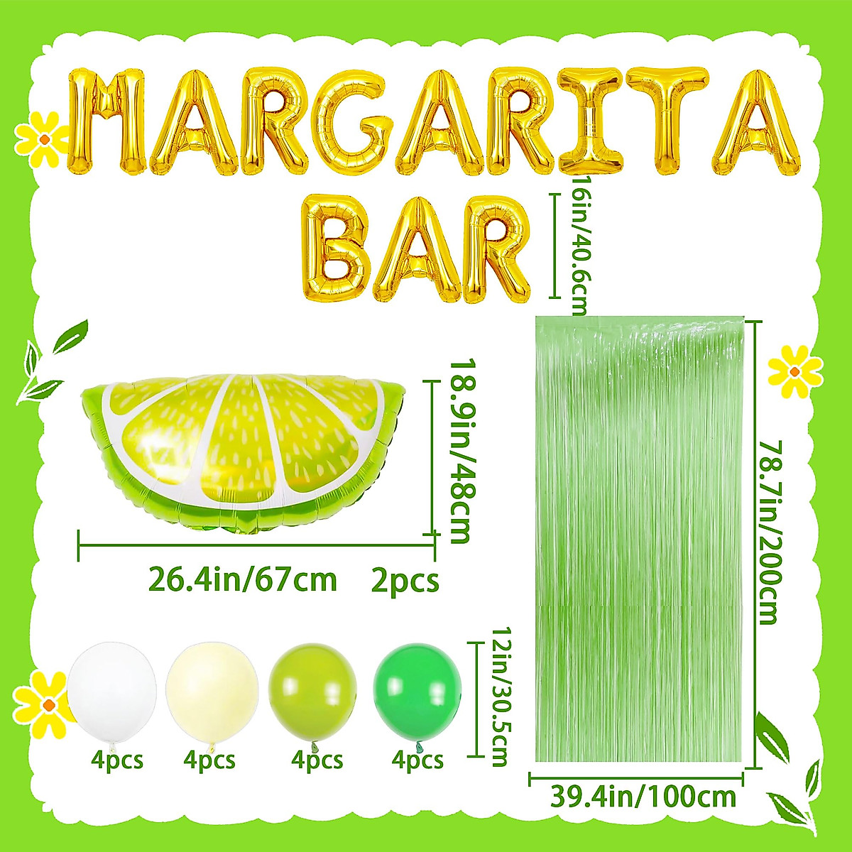 JeVenis 20 PCS Margarita Party Decorations Margarita Bar Decorations Margarita Balloon Arch Margarita Balloon for Mexican Fiesta Cactus Bridal Shower Baby Shower Wedding