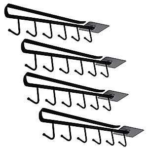 eywlwaar Mug Cups Cabinet Mug Hooks Kitchen Storage Hanging Hooks (4 Pack-Black)