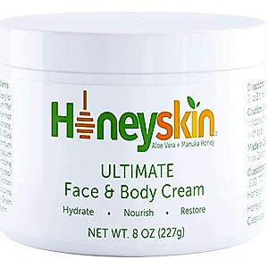 Hydrating Face Moisturizer for Women and Men with Manuka Honey and Coconut Oil - Face Cream and Body Lotion for Dry Skin, Eczema Cream, Psoriasis Cream - Rosacea Treatment for Face - Made In USA (8oz)
