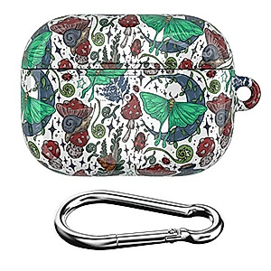 Hard Case Compatible with AirPods Pro 2 | AirPods Pro | AirPods 3 gen 2 1 Cute Design Fungi with Keychain Cover Protective Earpods Portable Witchy Ferns Ladybugs Hook Plastic Shockproof Luna Moths