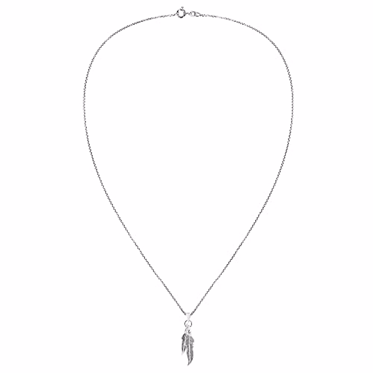 AeraVida Unisex Double Etched Feather Sterling Silver Dangle Necklace
