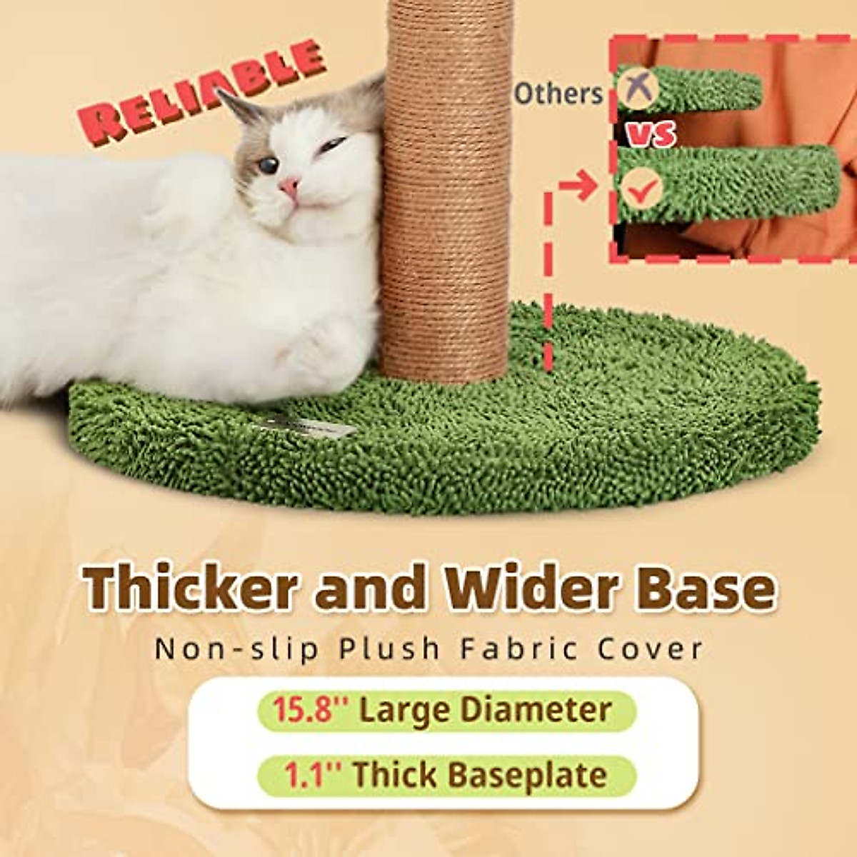Meowoou Scratching Post 33 inch Tall for Indoor Cats with Sisal Rope, Scratcher for Cute Kitten