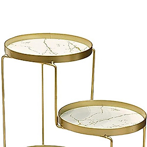 Bathroom Cosmetic Tray with Removable Glass Tray Standing Shelf Makeup Perfume Organizer Shelf for Dresser Bathroom Countertop Decor, White Marbling