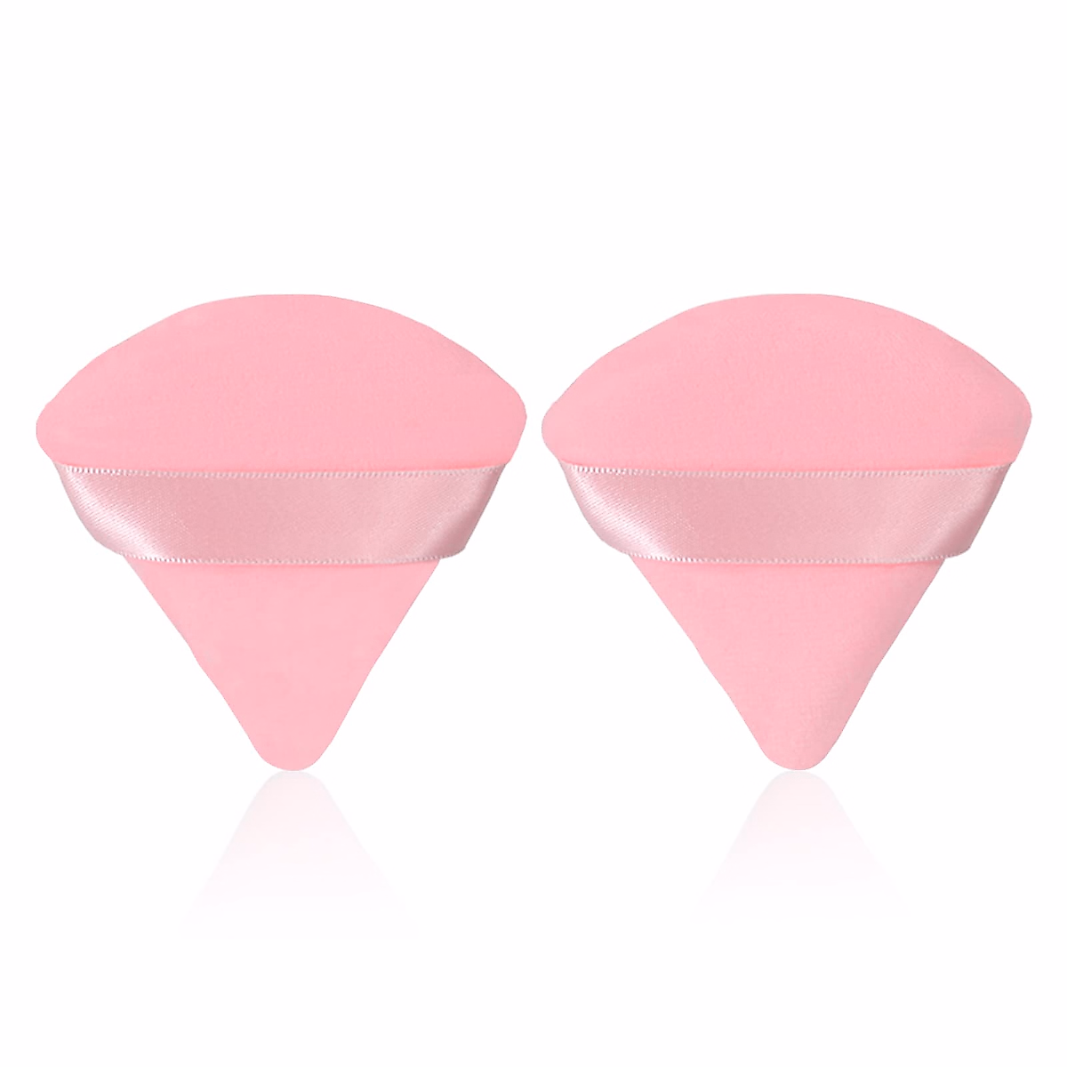 Pufandor 2Pcs Powder Puffs for Face Powder Triangle Powder Puff - Makeup Setting Powder Puff Ultra Soft Makeup Powder Puffs Velour Puffs Makeup Puffs for Powder, Makeup Puff for Women Cosmetic（Pink)
