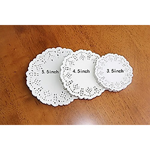 DECORA 180 Pieces White Round Paper Lace Doilies for Birthday Party and Wedding Tablewear Decoration 3.5inch,4.5inch,5.5inch