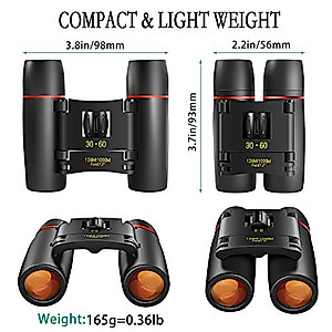 30x60 Mini Compact Binoculars for Kids and Adults, Portable Pocket Foldable Binoculars for Waterproof Bird Watching, Mountaineering, Outdoor Hunting