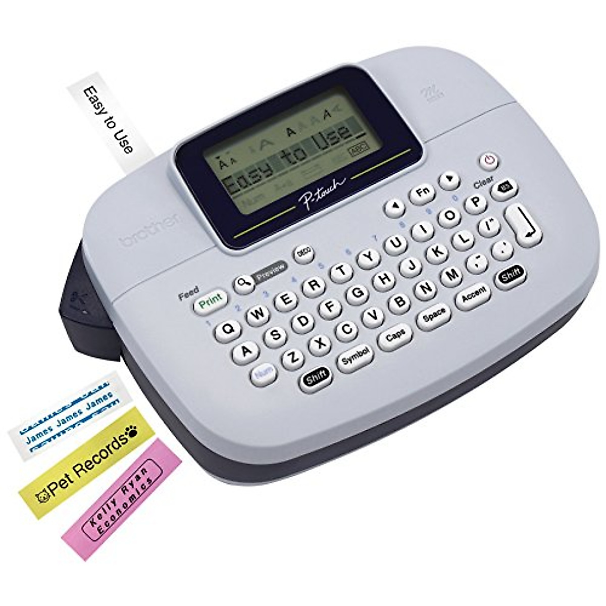 Brother P-Touch, PTM95, Monochrome, Handy Label Maker, 9 Type Styles, 8 Deco Mode Patterns, Navy Blue, Blue Gray