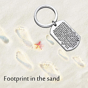 Footprints in The Sand Prayer Key Poems Quote Gift When You Saw Only One Set of Footprints It was Then That I Carried You Key (Dog tag Keychain)
