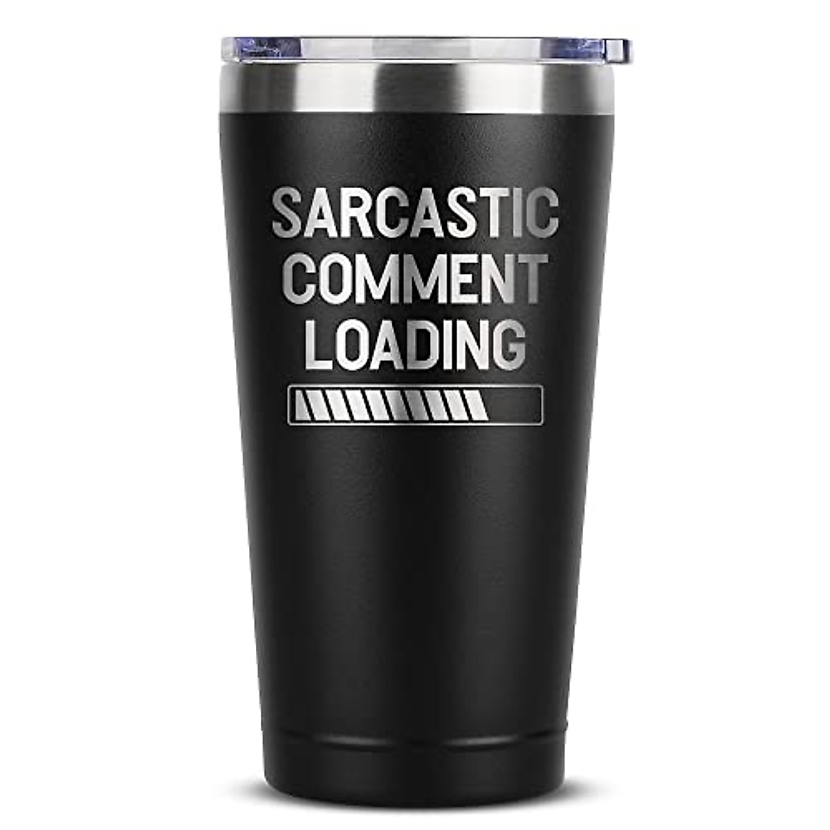 Funny Gifts for Men - Sarcastic Comment Loading, Insulated Coffee Tumbler with Lid - Funny Coffee Travel Mug - Gifts for Fathers Day - Gag Gifts for Dad Grandpa Boyfriend - Tumbler For Men 16 oz Black