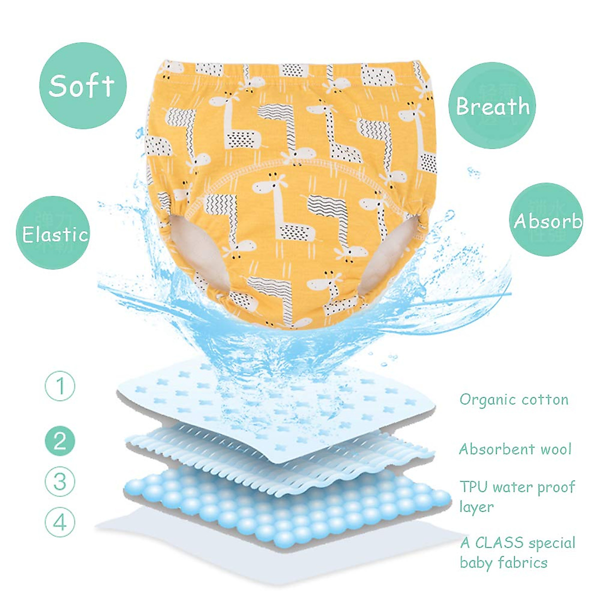 U0U Baby Girls'4 Pack Cotton Training Pants Toddler Potty Training Underwear for Boys and Girls Pink 3T