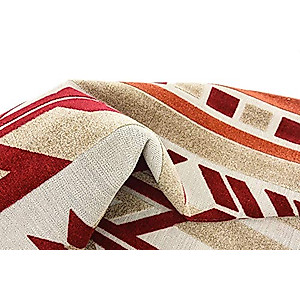 Unique Loom Outdoor Modern Collection Area Rug - Albuquerque (8' x 10' Rectangle, Burgundy/ Beige)