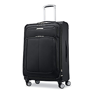 Samsonite Solyte DLX Softside Expandable Luggage with Spinner Wheels, Midnight Black, Checked-Medium 25-Inch