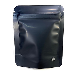 100 Pack Smell Proof Mylar Bags 3.5 x 4.5 x 1 inch Stand Up Resealable Ziplock Foil Pouch. Ultra-Clear Window Not Frosted or Foggy. 4 Mil Thick. Storage, Sample, Travel and Display. ROYPACK