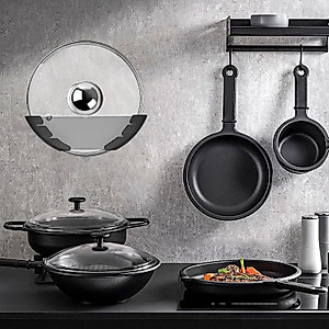 VOBUYING Universal Pot Lid Organizer for Cabinet, 5 Pcs Pan Lids Organizers Inside Cabinet Door Wall Mount Pots Top Storage Rack Holder for Kitchen, Fits 6" to 13.5" (5pcs white)