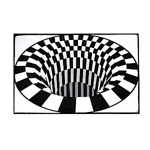 3D Vortex Optical Illusion Rug, Realistic Door Mat Geometric Spiral Grid Print Spatial Round Non Slip Floor Mat Carpet Anti-Fatigue Area Rugs for Living Room, Entrance, Lounge - 40 * 60cm 1