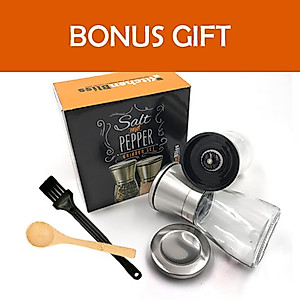 KitchenBliss Professional Salt and Pepper Grinder – Premium Stainless Steel Salt and Pepper Shaker with Ceramic Spice Grinder Mill for Adjustable Coarseness