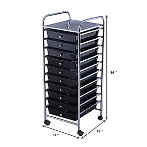 Giantex 10 Drawer Rolling Storage Cart Scrapbook Paper Office School Organizer (Black)