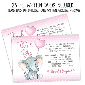 Your Main Event Prints Pink Elephant Baby Shower Thank You Cards, 50 Pieces