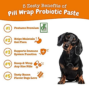 Zesty Paws Pill Wrap Probiotic Paste for Dogs - Immune & Digestive System Support - Bacon Flavor - with DE111 Bacillus subtilis - Pockets Any Pill, Tablet & Capsule for Your Dog - 60 Portions…